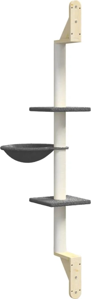 Nástěnné škrabadlo pro kočky se sloupkem tmavě šedé 142,5 cm 172397