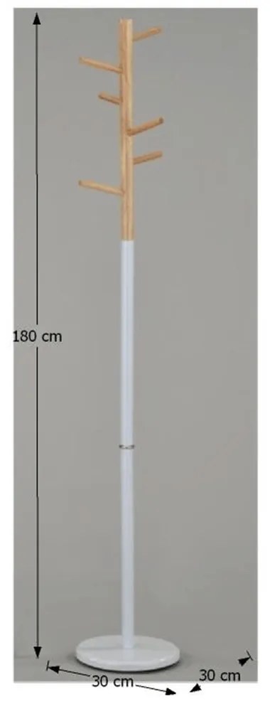 Kondela Věšák, dřevo přírodní / kov bílý, HORST