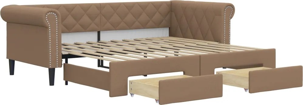 Válenda s přistýlkou a zásuvkami cappuccino 90x200cm umělá kůže 3197734