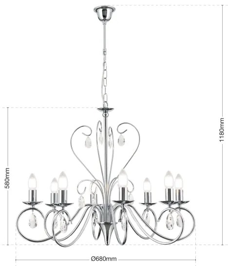 Orion LU 1658/8 - Křišťálový lustr na řetězu ALESSIA 8xE14/40W/230V lesklý chrom