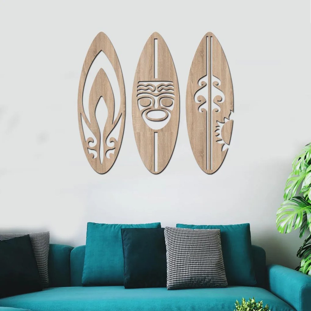 dřevo života Dřevěná dekorace  na zeď SURF Barevný vzor: Šedá, Rozměry (cm): 60x60