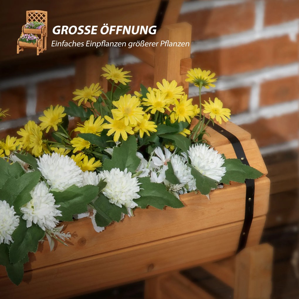 Outsunny vyvýšený záhon dřevěný truhlík na květiny s podpěrou pro šplhání 45 x 80 cm rustikální design pro zahradu terasu balkon žlutý zeleninový záh…