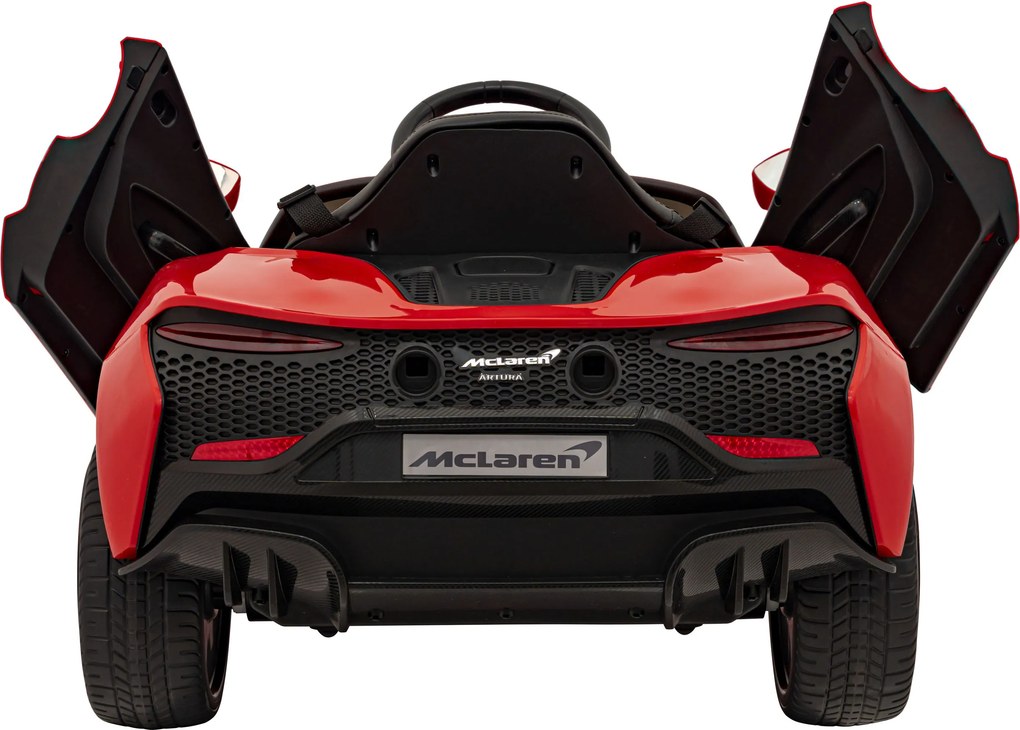 Ramiz Elektrické autíčko McLaren Artura pro děti červené + pohon 4x4 + dálkové ovládání + plynulý start + EVA kola + audio LED