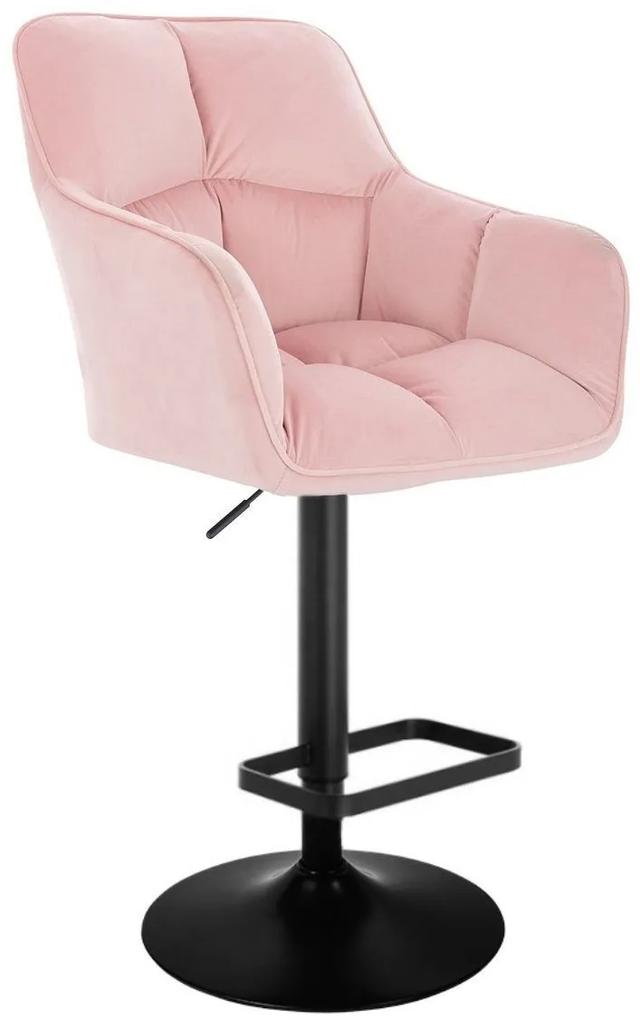 LuxuryForm Barová židle AMALFI VELUR na černém talíři - růžová