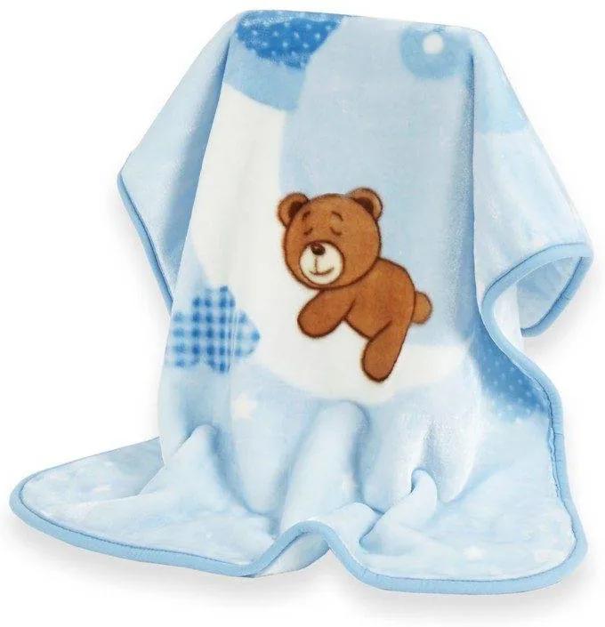 Škodák Dětská španělská deka Manterol vzor Baby Vip 511-08 modrá - šířka 75x100cm