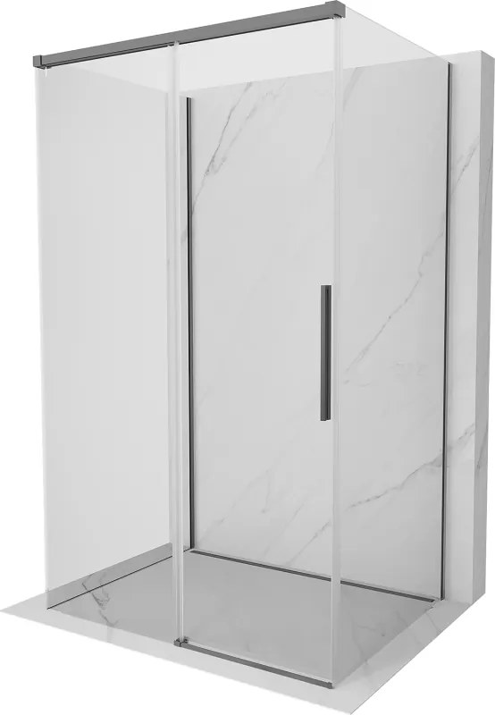 Mexen Rox-3S, 3-stěnný posuvný sprchový kout 140 x 120 cm, 8mm čiré sklo, grafitový profil, 8C2-140-120-95-00-3S