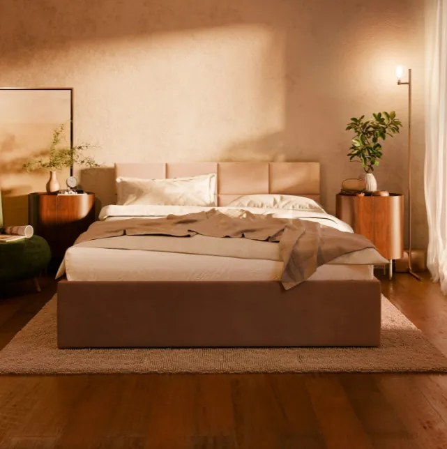 Manželská postel BORGO Velvet 140×200 cm hnědá