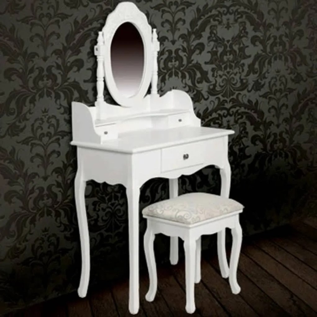 60558 vidaXL Toaletní stolek se zrcadlem a stoličkou bílý
