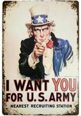 Cedule I Want You For U.S.Army 40 x 30cm
