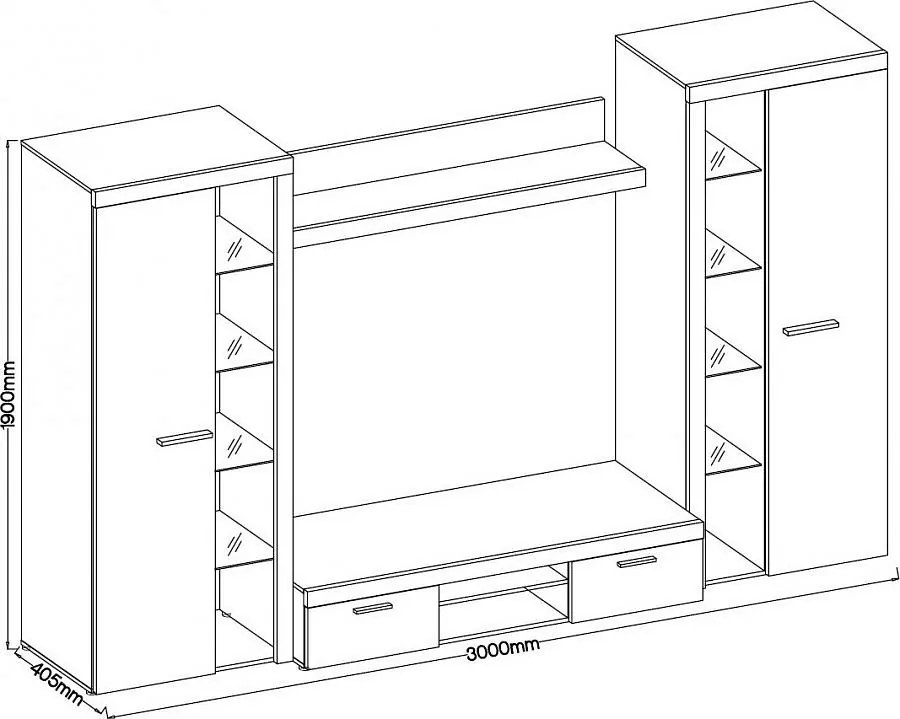 Falco Obývací stěna, sestava RIZO XL matera/old style