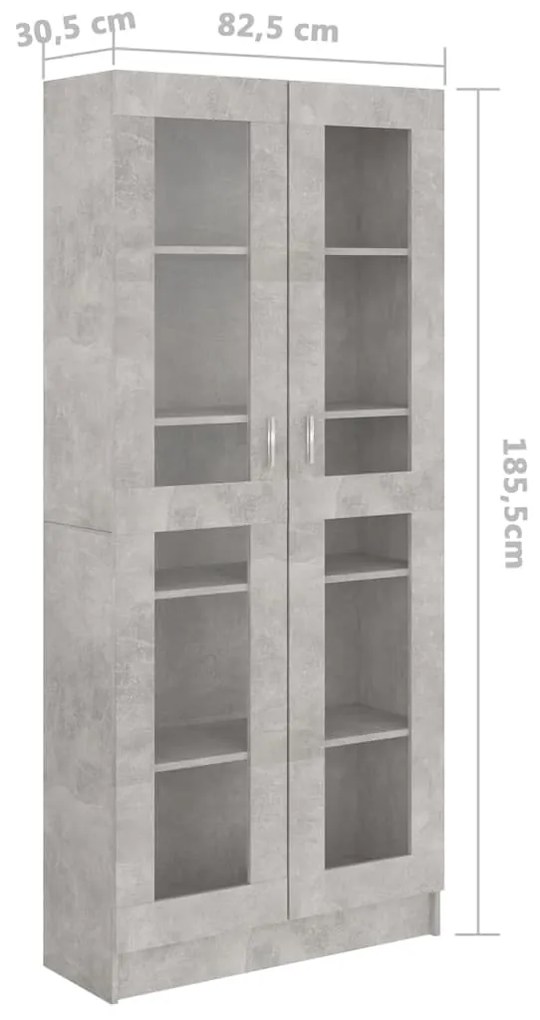 Prosklená skříň betonově šedá 82,5x30,5x185,5 cm dřevotříska - Default Title