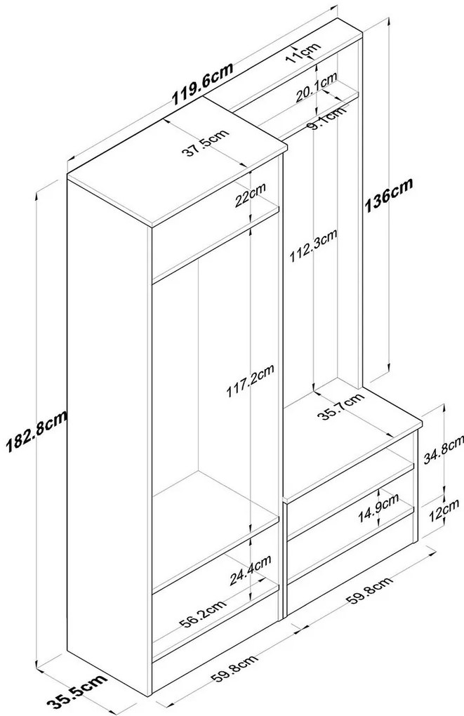 Předsíňová sestava Pone White and Walnut I