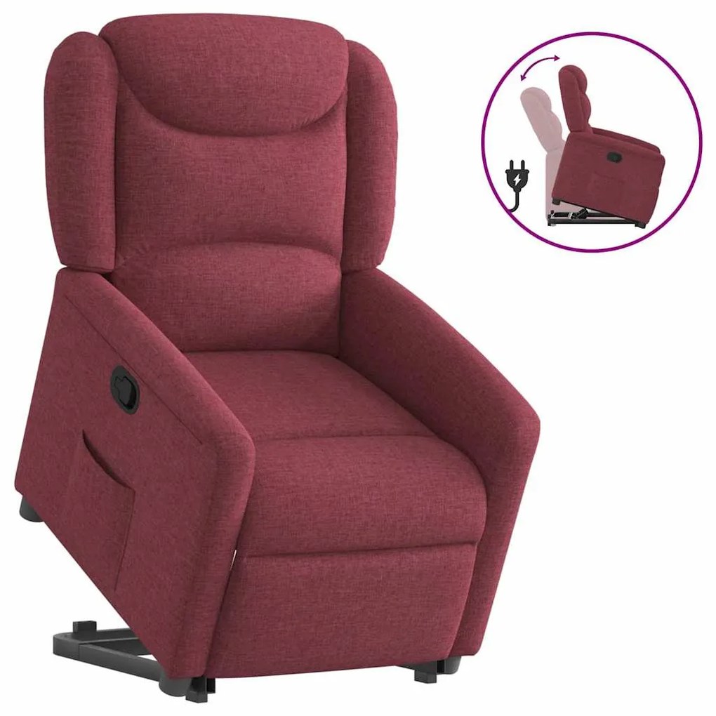 Zvedací polohovací křeslo vínové textil 3303197