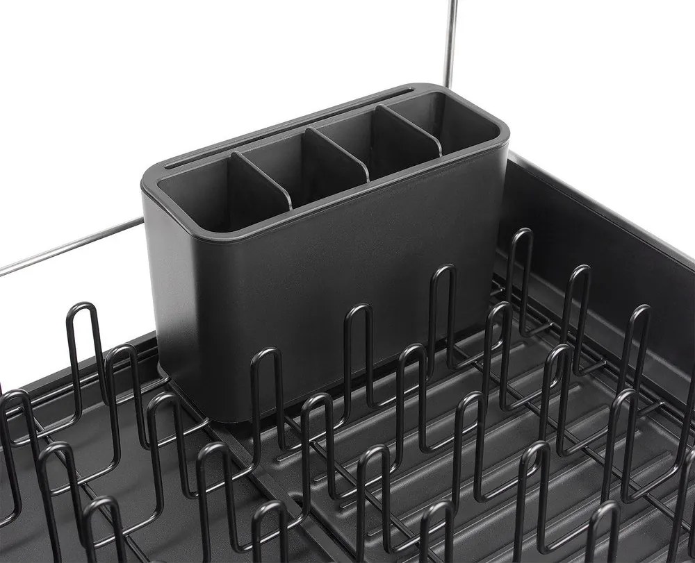 Černý nastavitelný plastový odkapávač 35,5x38 cm Extend Steel Plus – Joseph Joseph