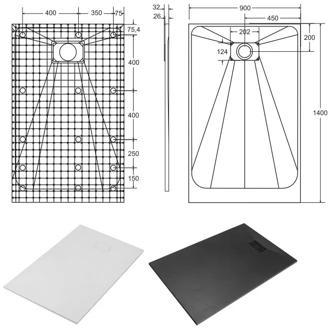 Besco Vexo obdélníková sprchová vanička, white Rozměr vaničky: 120x90cm