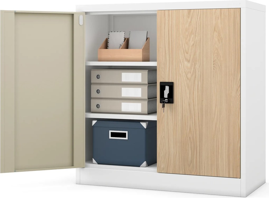 Nízká skříň na spisy a dokumenty, bílá/dub sonoma, 900x930x400 mm: BEATA Eco Design