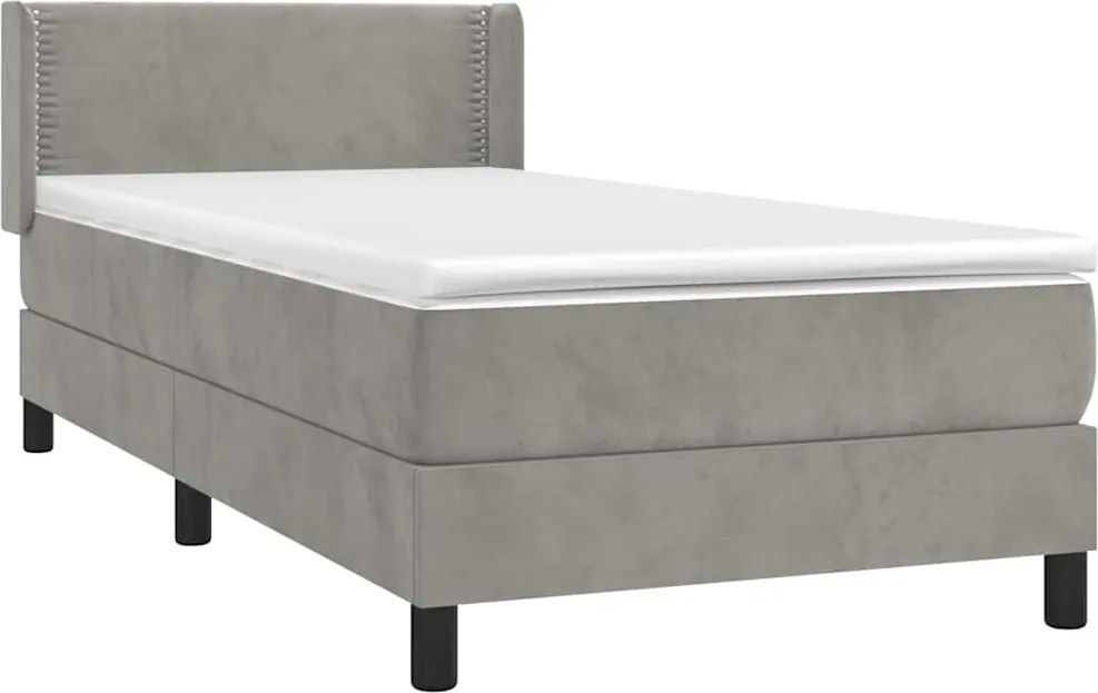 Box spring postel s matrací světle šedá 100x200 cm samet 3130883