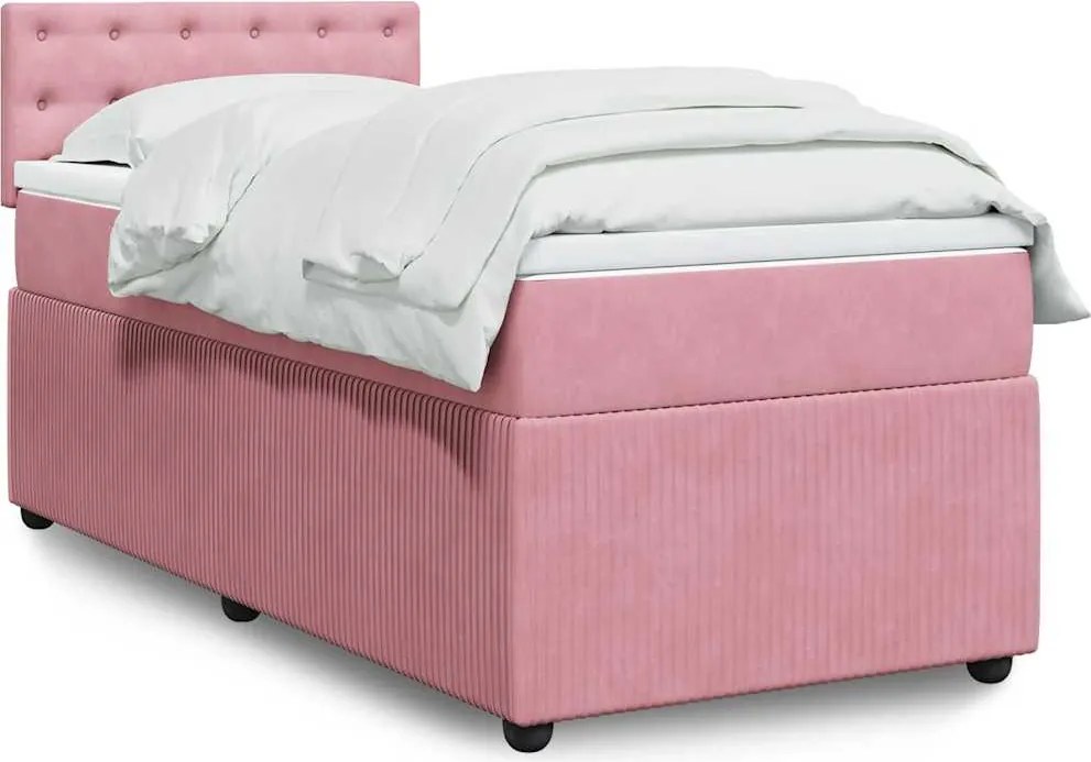 Box spring postel s matrací růžová 80 x 200 cm samet 3287607