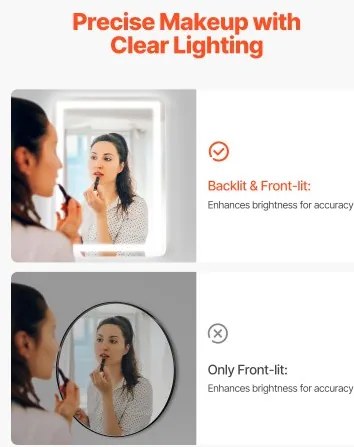 LED koupelnové zrcadlo 3 barvy proti zamlžování nástěnné toaletní zrcadlo 50 × 70 cm
