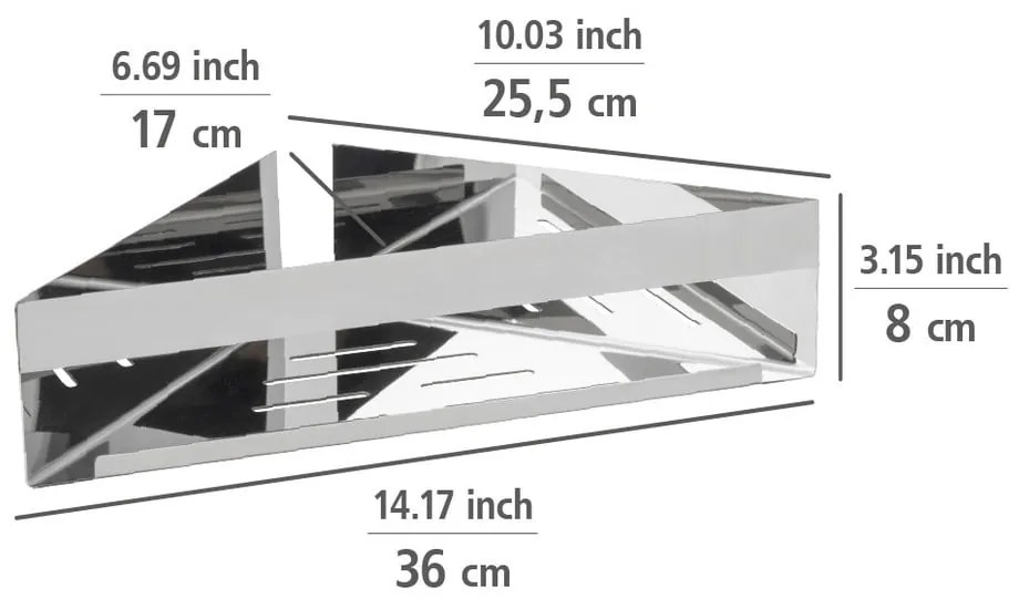 Rohová samodržící koupelnová polička z nerezové oceli v leskle stříbrné barvě Genova – Wenko
