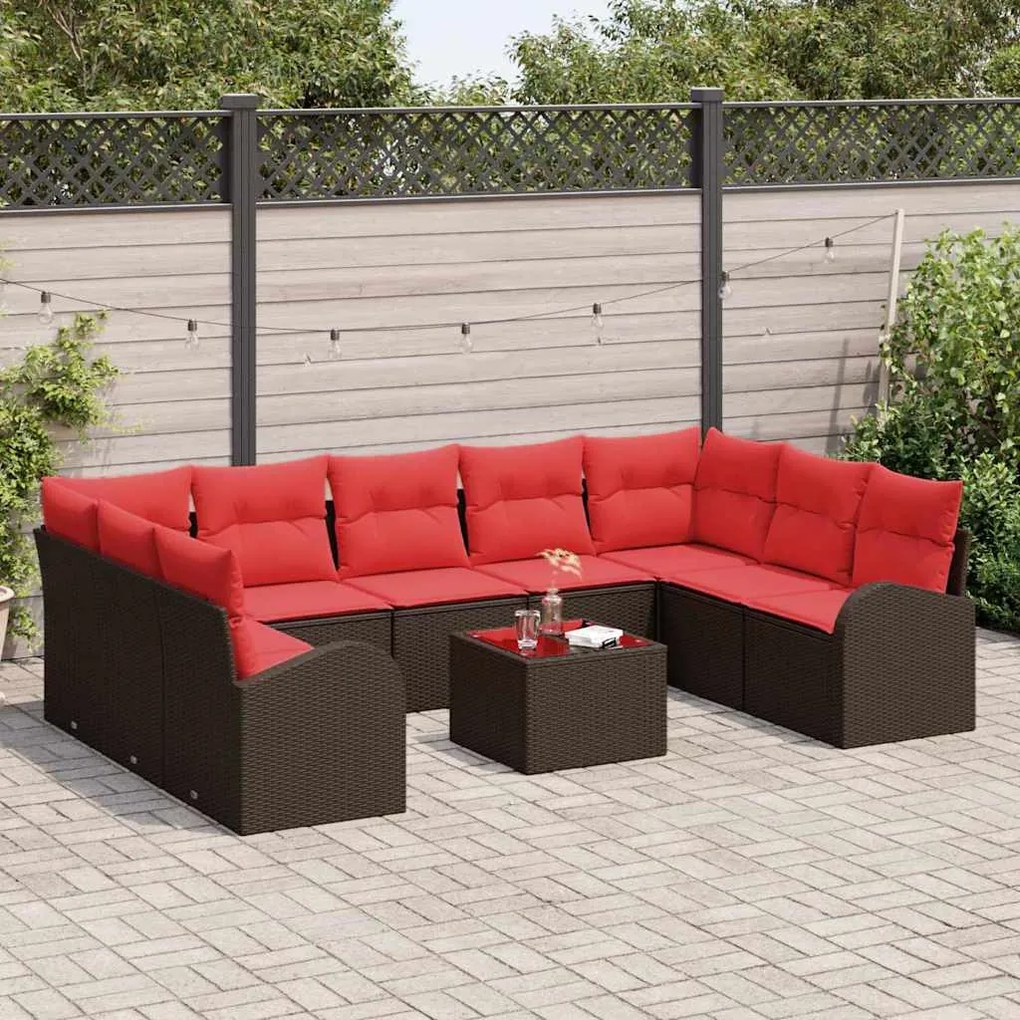 Set pohovek 10 ks Hnědá [Syntetika]: Poly Ratan 3346214