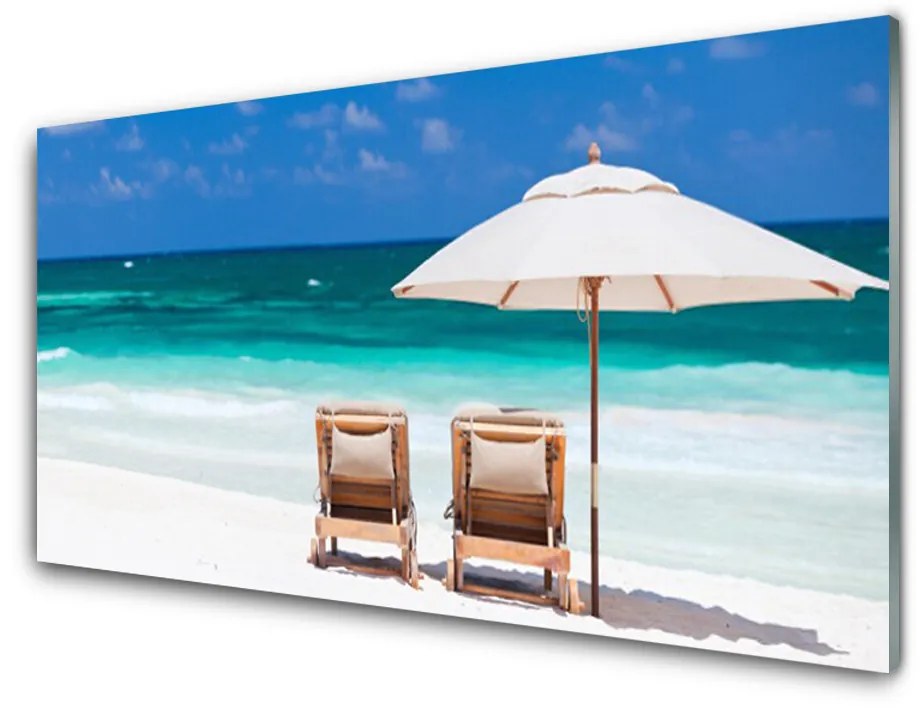 akrylový obraz Pláž Deštník Krajina 140x70 cm