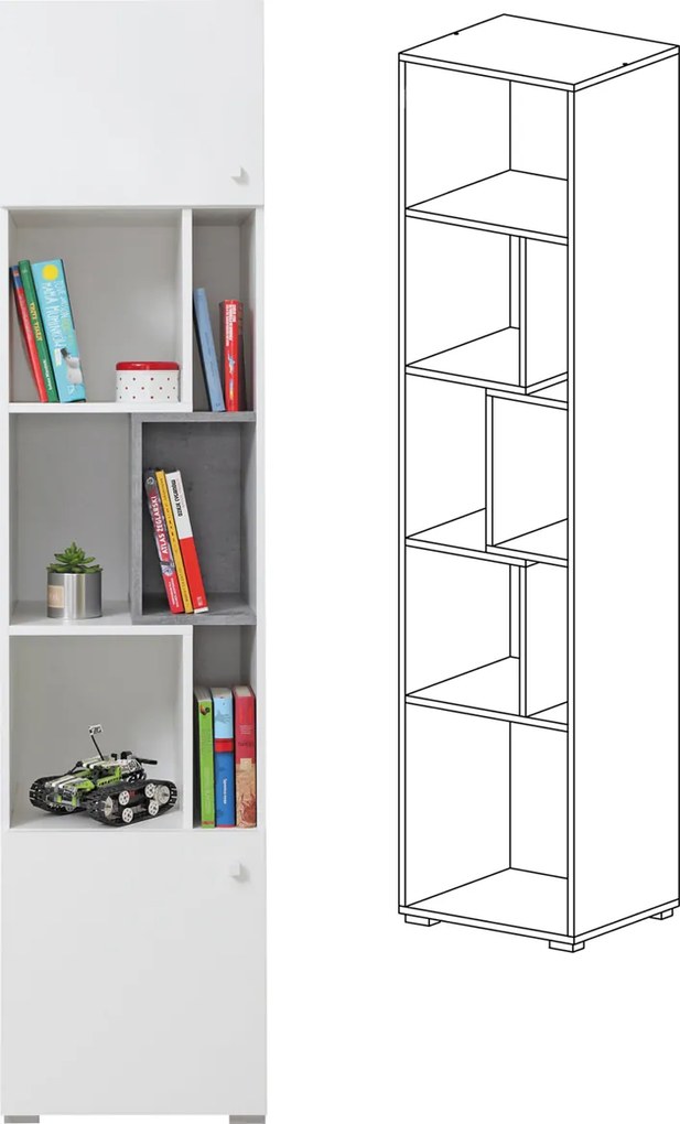 Regál SIGMA SI 6 L/P s policemi | 45 cm | UNI provedení | bílá/beton