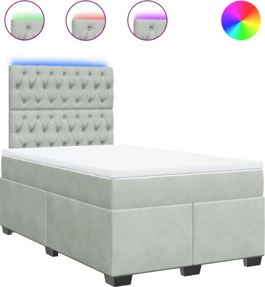 Box spring postel s matrací světle šedá 120 x 200 cm samet 3293188