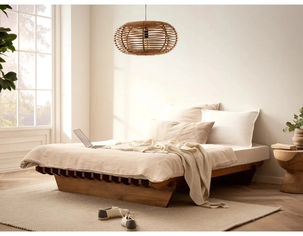 furniture-nabytek.cz - Masivní postel Monako z akácie, lakovaná, hnědá – 140x200 cm