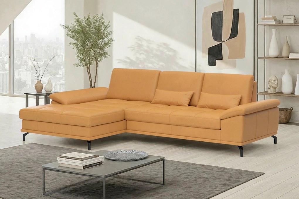 XXXLutz ROHOVÁ SEDAČKA, textil, kůže, curry žlutá Sit & More - Sedací soupravy - 000144039763