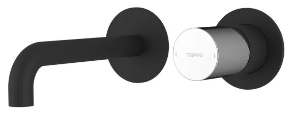 Sapho Sapho, ULTRATAP 2-prvková podomítková umyvadlová baterie, hubice 20cm, černá mat/chrom, UT018TBC