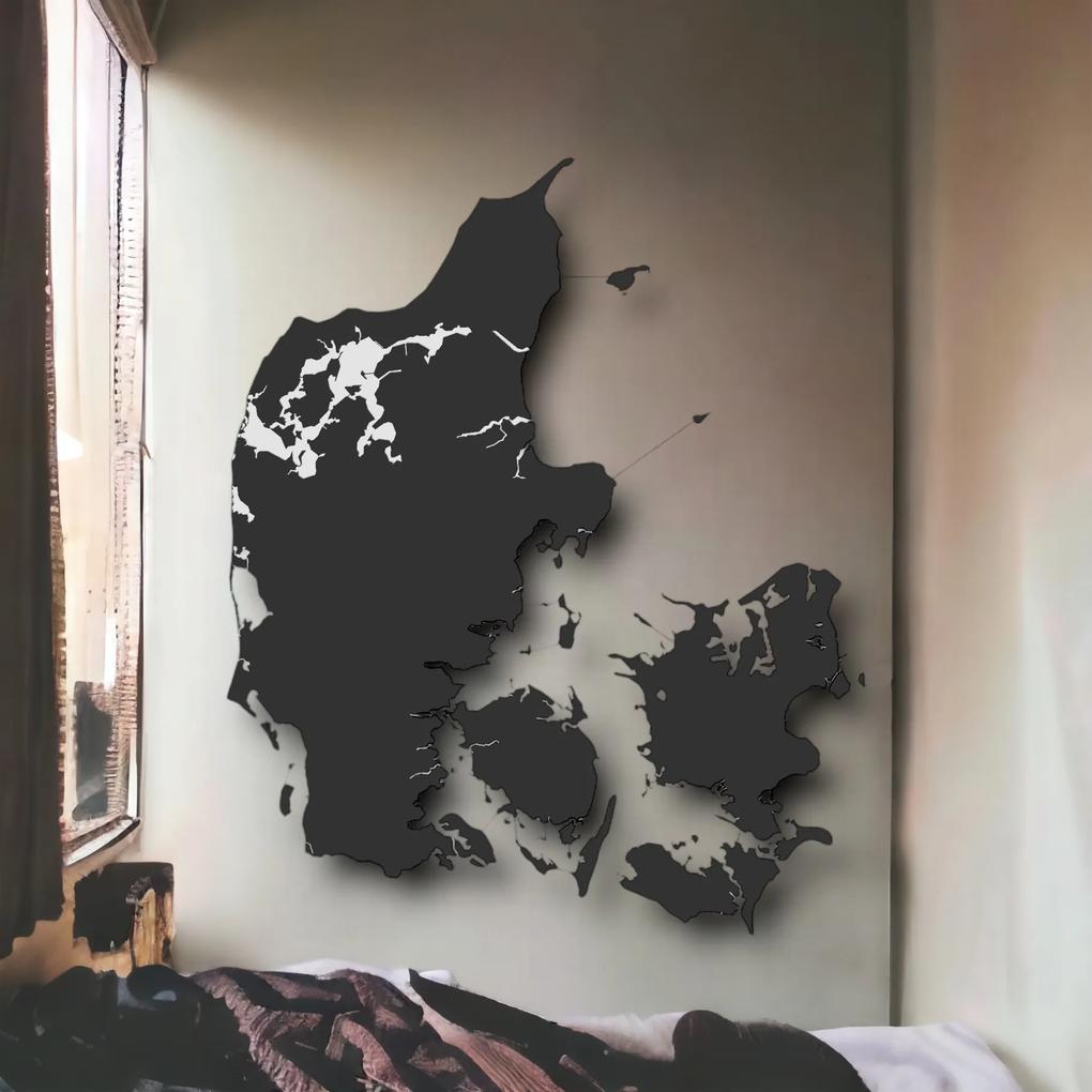 Mapa Dánsko - kovový obraz na zeď Velikost: 150cm