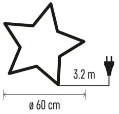 Vánoční hvězda papírová EMOS DCAZ08 230V bílá se stříbrnými třpytkami E14 bez žárovky