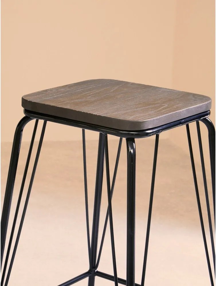 Černá/hnědá stolička z jilmového dřeva District – Premier Housewares
