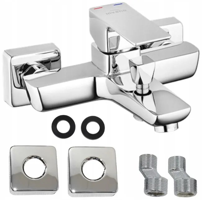 Invena Nyks, nástěnná vanová baterie bez sprchové sady, chrom lesklý, INV-BW-28-001-S