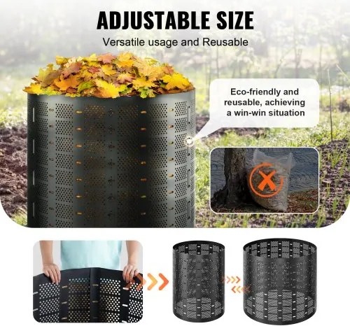 Kompostovací koš 832,8 l, venkovní rozšiřitelný kompostér