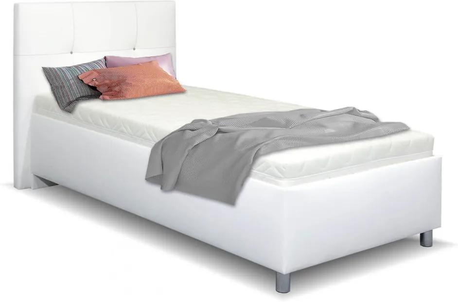 Čalouněná postel s úložným prostorem Crissy, 90x200, bílá INTENA