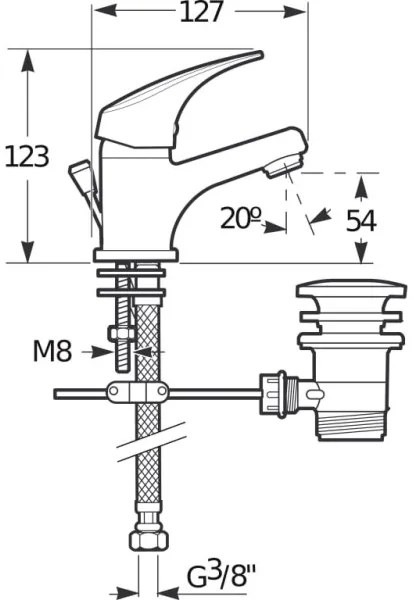 JIKA H3111N10041111 - Umyvadlová baterie + výpusť s přepadem TALAS 12,3 cm chrom