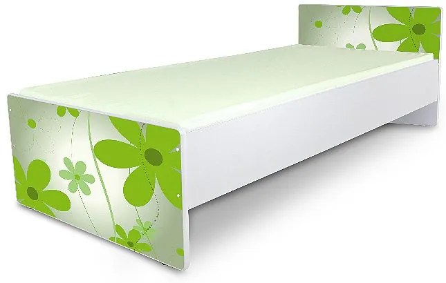 Dětská postel M - Kytičky zelené