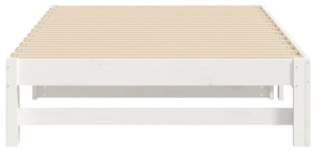 Výsuvná postel bílá 2x (100 x 200) cm masivní borovice