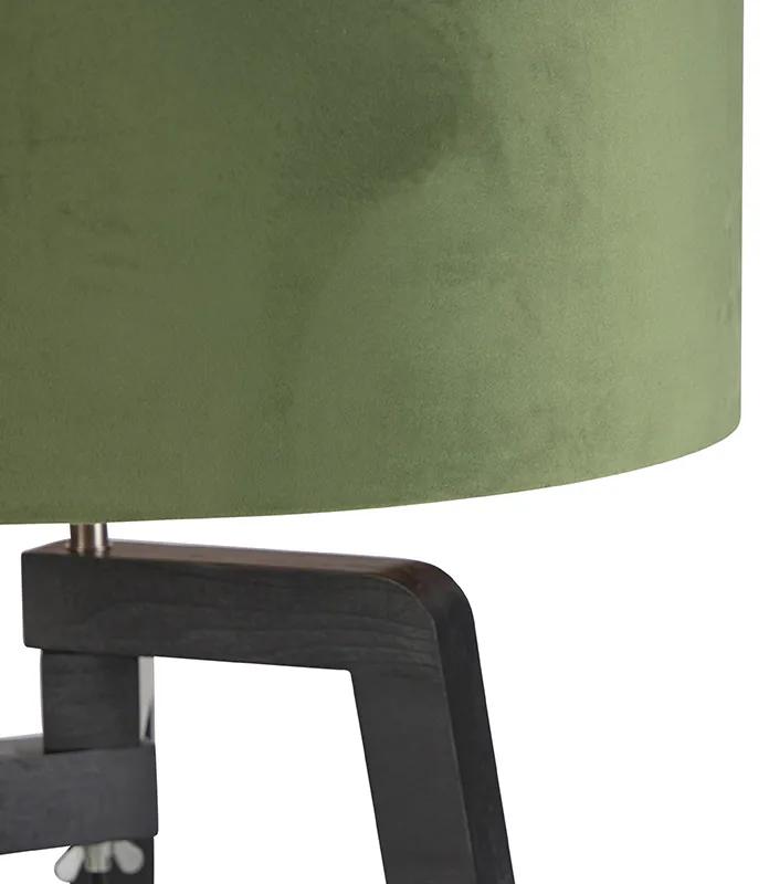 Stojací lampa stativ černá se zeleným odstínem a zlatem 50 cm - Puros