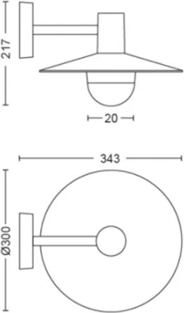 Venkovní nástěnné svítidlo Philips Skua 17382/30/PN E27 42W IP44