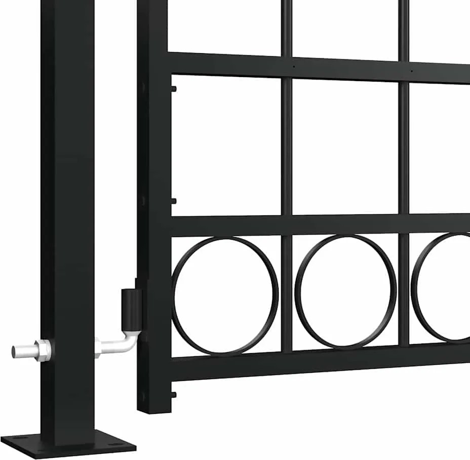 Plotová branka ASSEN s klenutým vrcholem a 2 sloupky 105 x 170 cm černá 145751