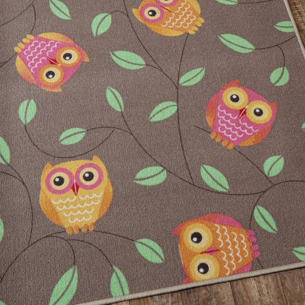 AladinWorld Expres, Dětský kusový koberec Little Owls, 160x200, hnědá, dětský pokoj
