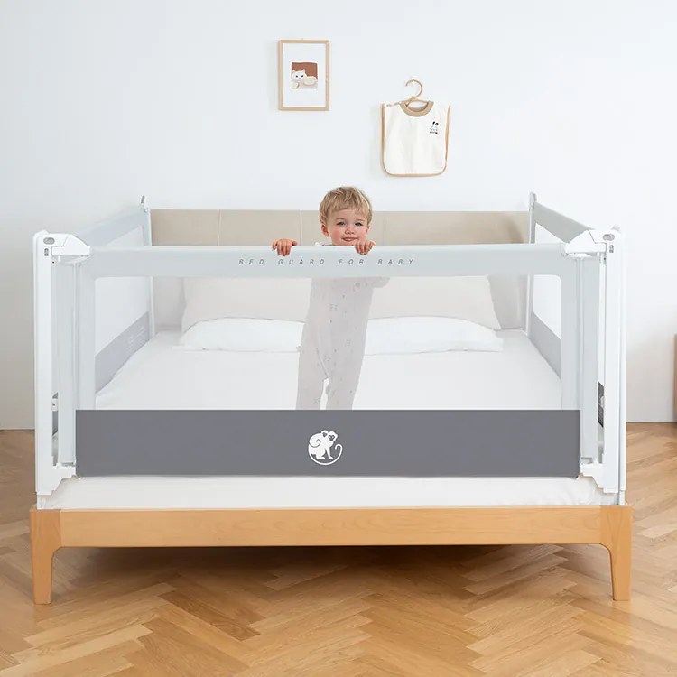 Zábrana na postel Monkey Mum® Popular - 150 cm - světle šedá