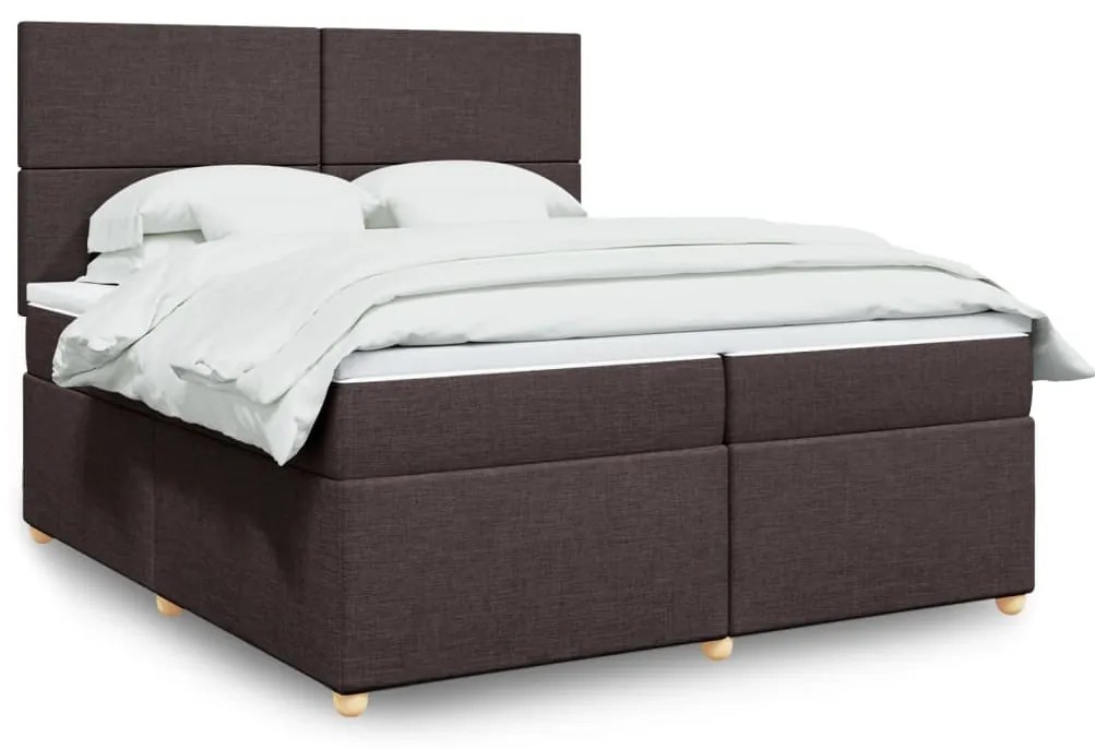 Box spring postel s matrací tmavě hnědá 200x200 cm textil