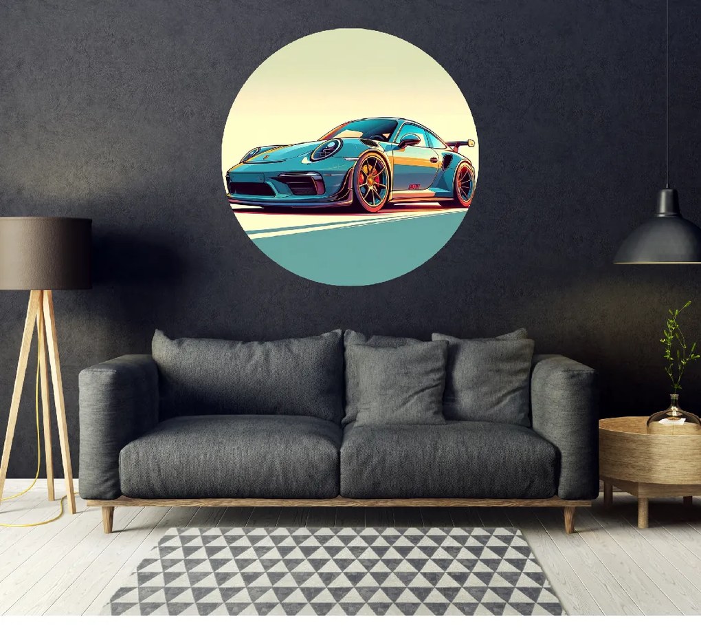 PIPPER. Kruhová samolepka na zeď "Porsche 911" Velikost: 100cm