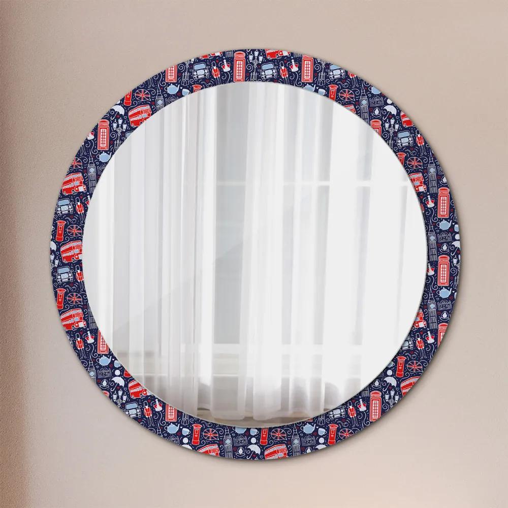 Kulaté zrcadlo tištěný rám Londýnský symbol fi 90 cm
