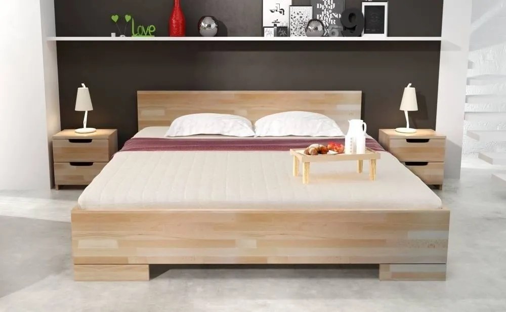 Prodloužená postel s úložným prostorem Spektrum - buk   , Buk přírodní, 140x220 cm