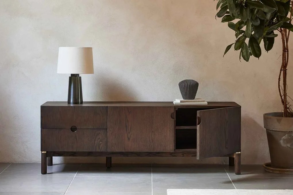 Designový TV stolek Takayoshi 160 cm tmavě hnědý
